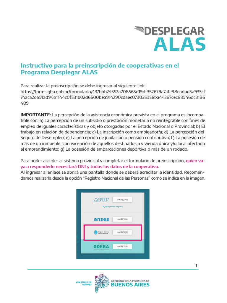 Instructivo para La Pre Inscripción - Desplegar ALAS | PDF