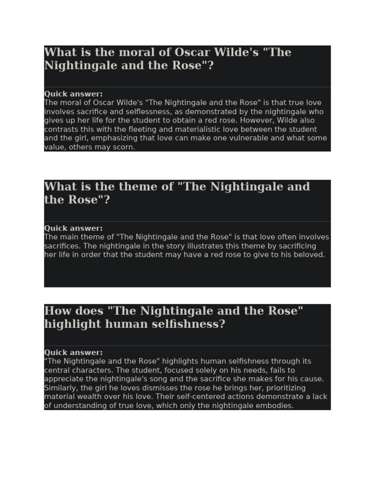 The Nightingle and The Rose | PDF | Love
