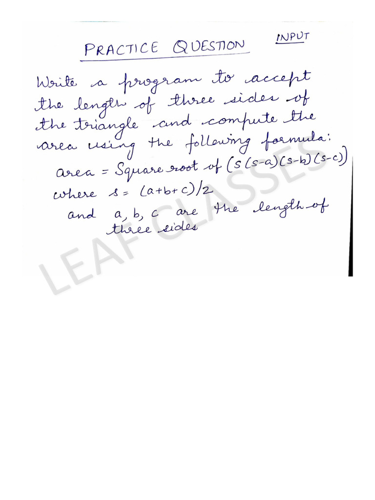 Practice Questions Input | PDF