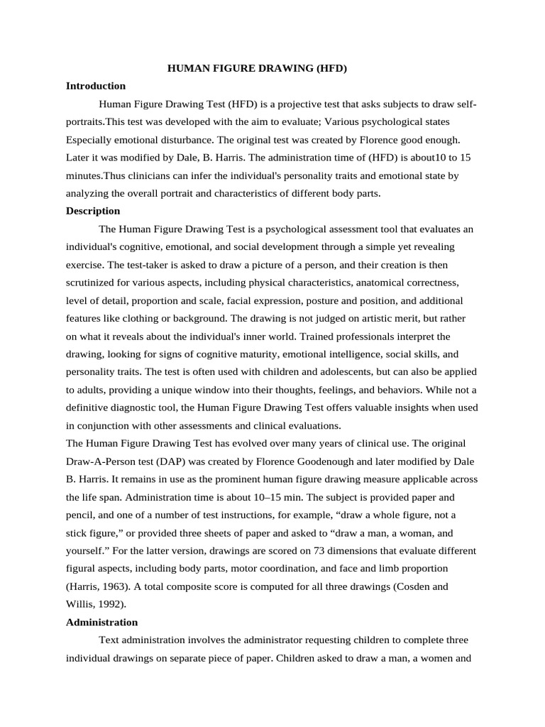 Human Figure Drawing (HFD) | PDF | Psychology | Emotions