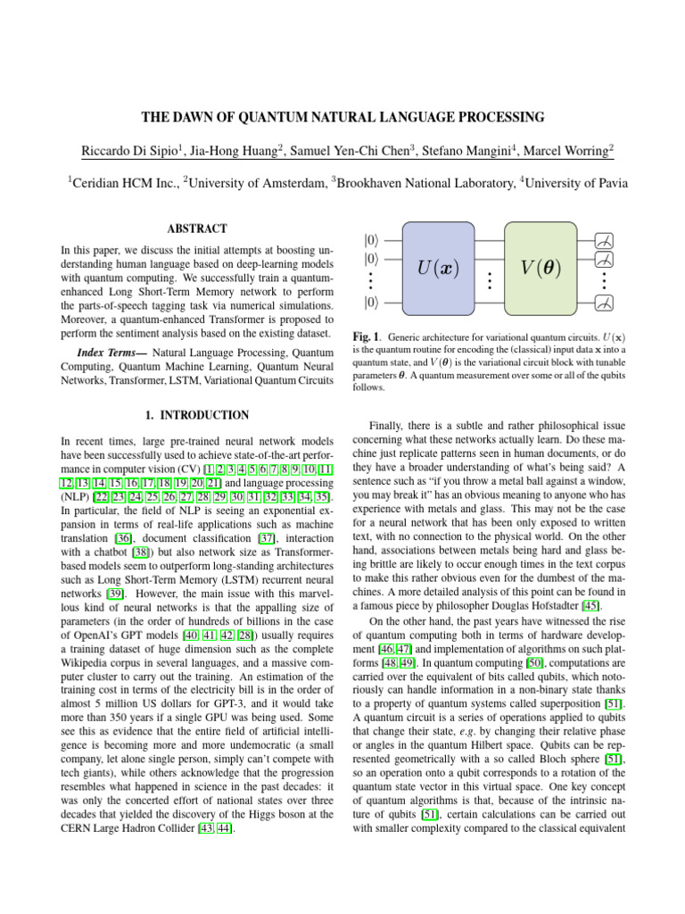 1015 The Dawn of Quantum Natural Language Processing | PDF