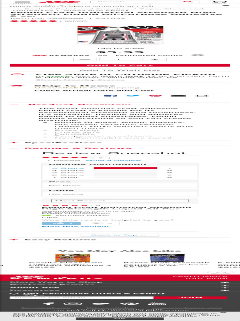 E6000 Craft Industrial Strength High Strength Liquid All-Purpose Adhesive 2 Oz. - Ace Hardware | PDF