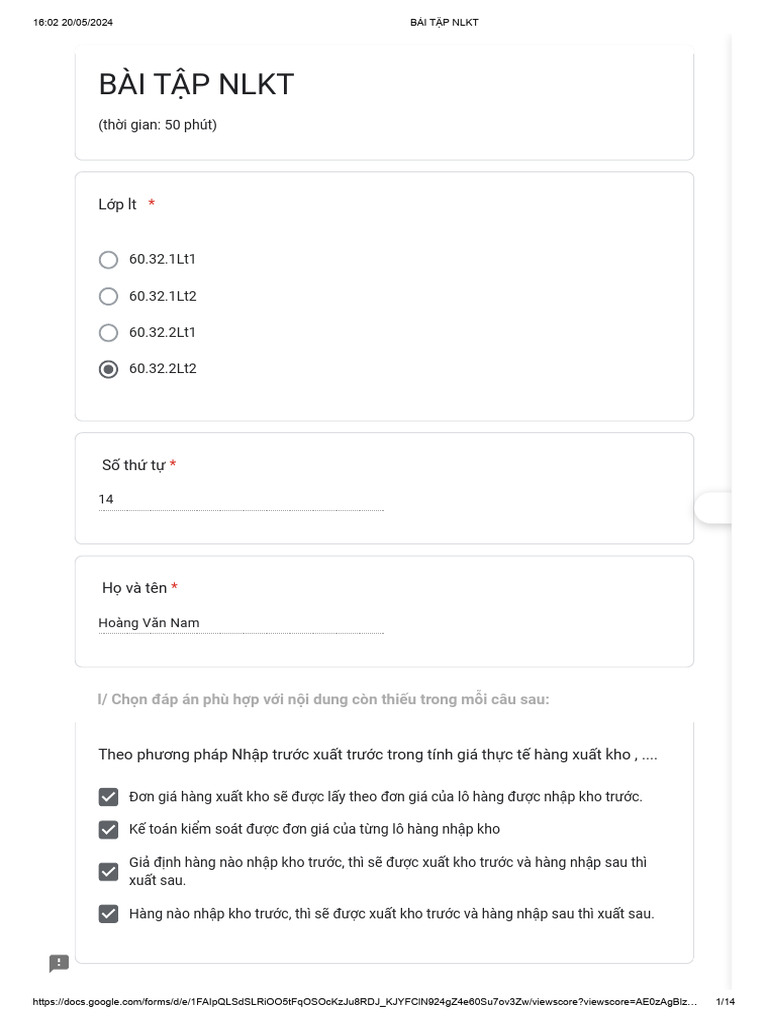 BÀI TẬP NLKT | PDF