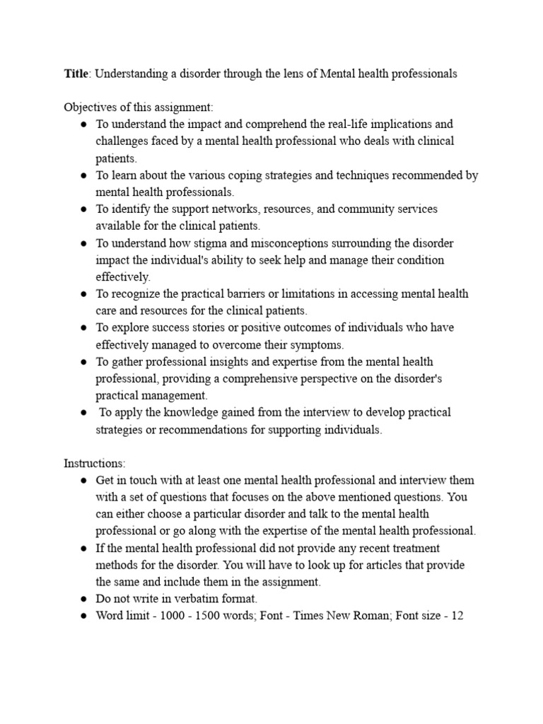 Abnormal Psychology III Assignment | PDF