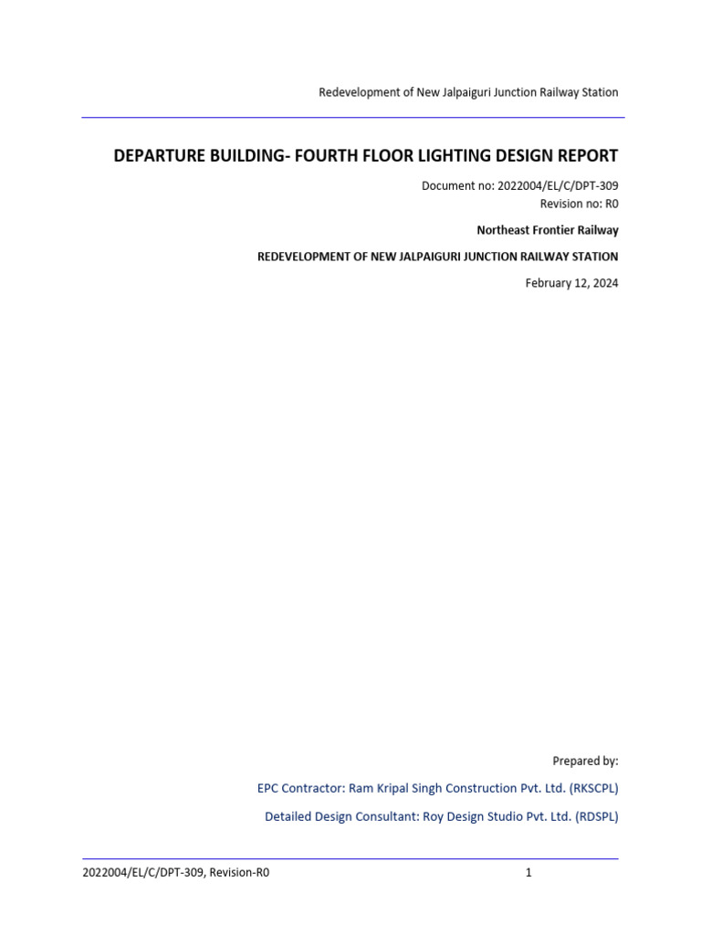 Departure Terminal-Fourth Floor Lighting Design Report - R0 | PDF