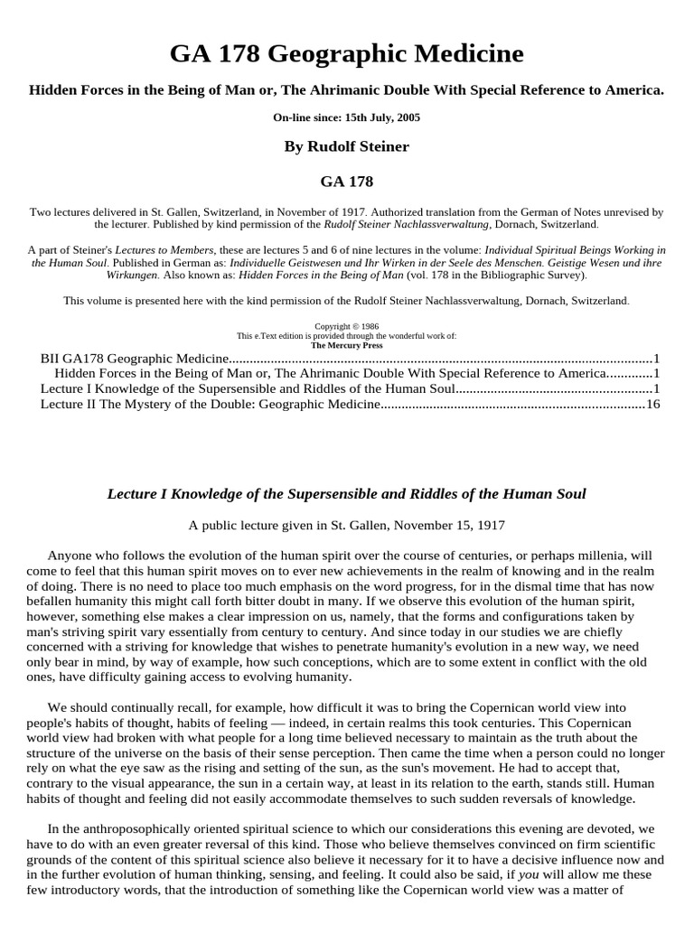 GA 178 Geographic Medicine | PDF | Thought | Experience