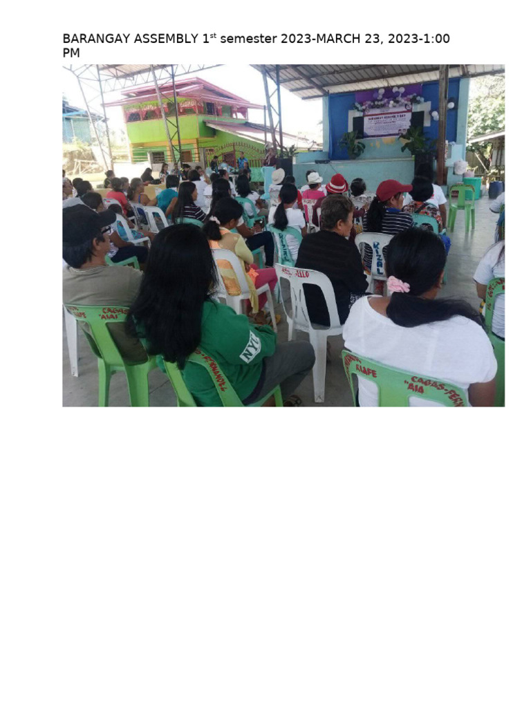 Barangay Assembly Photo | PDF