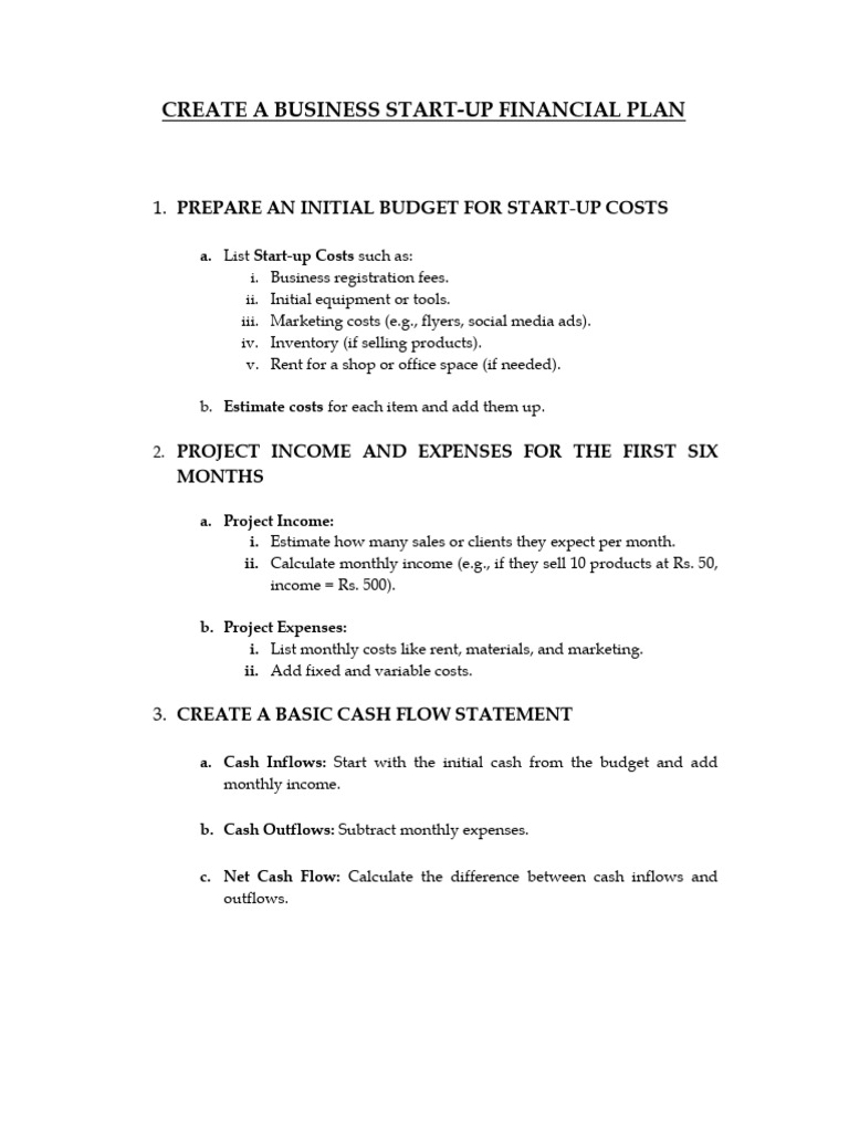 Business Start-Up Financial Plan Guide | PDF