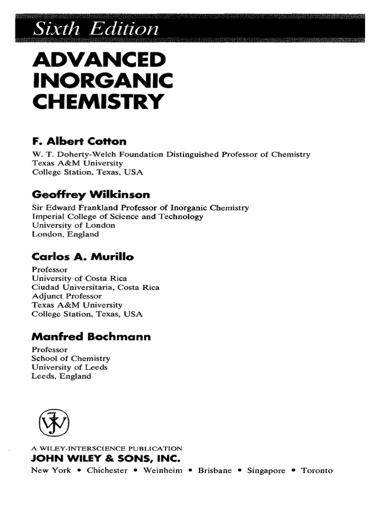 Vdoc - Pub Advanced Inorganic Chemistry | PDF