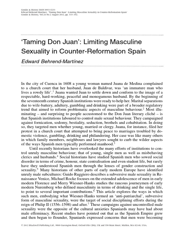 Taming Don Juan Limiting Masculine Sexu | PDF