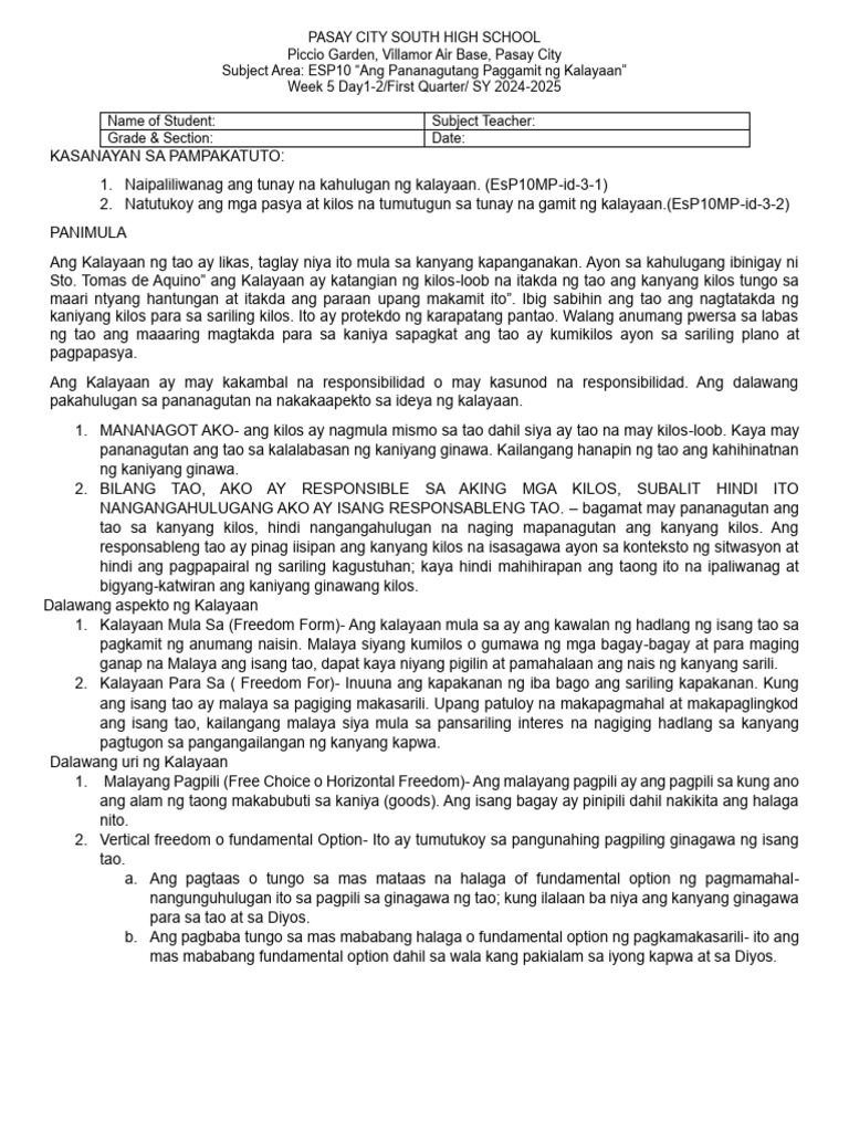 Week 5 Kalayaan | PDF