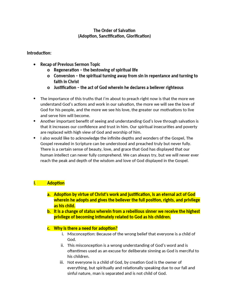 The Order of Salvation | PDF