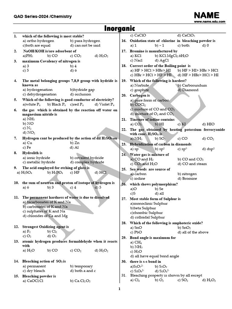 Inorganic_Chemistry-I_ | PDF