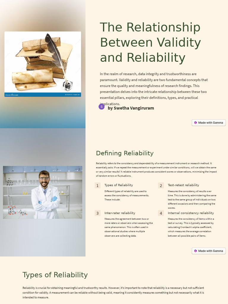 The Relationship Between Validity and Reliability | PDF