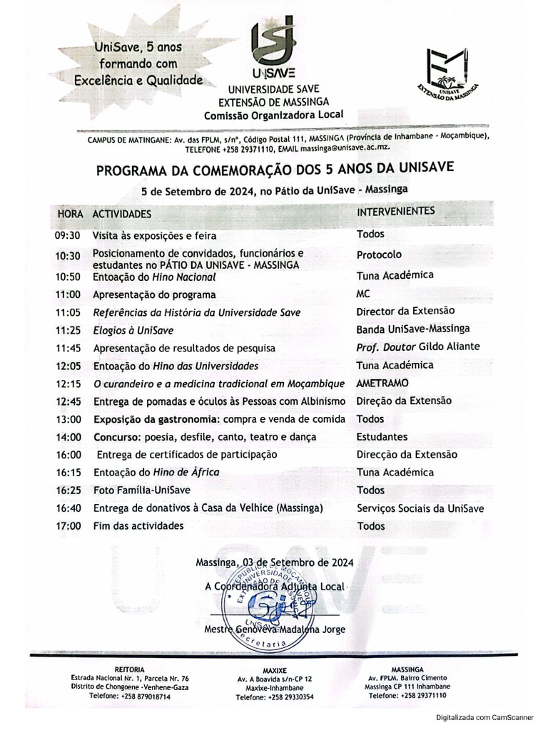 Programa de Comemoração Dos 5 Anos Da UniSave | PDF