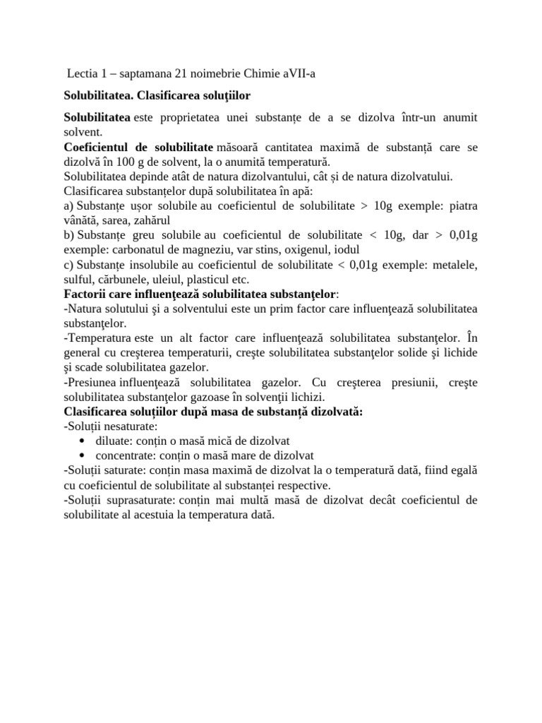 Lectia 1 Chimie 7 | PDF