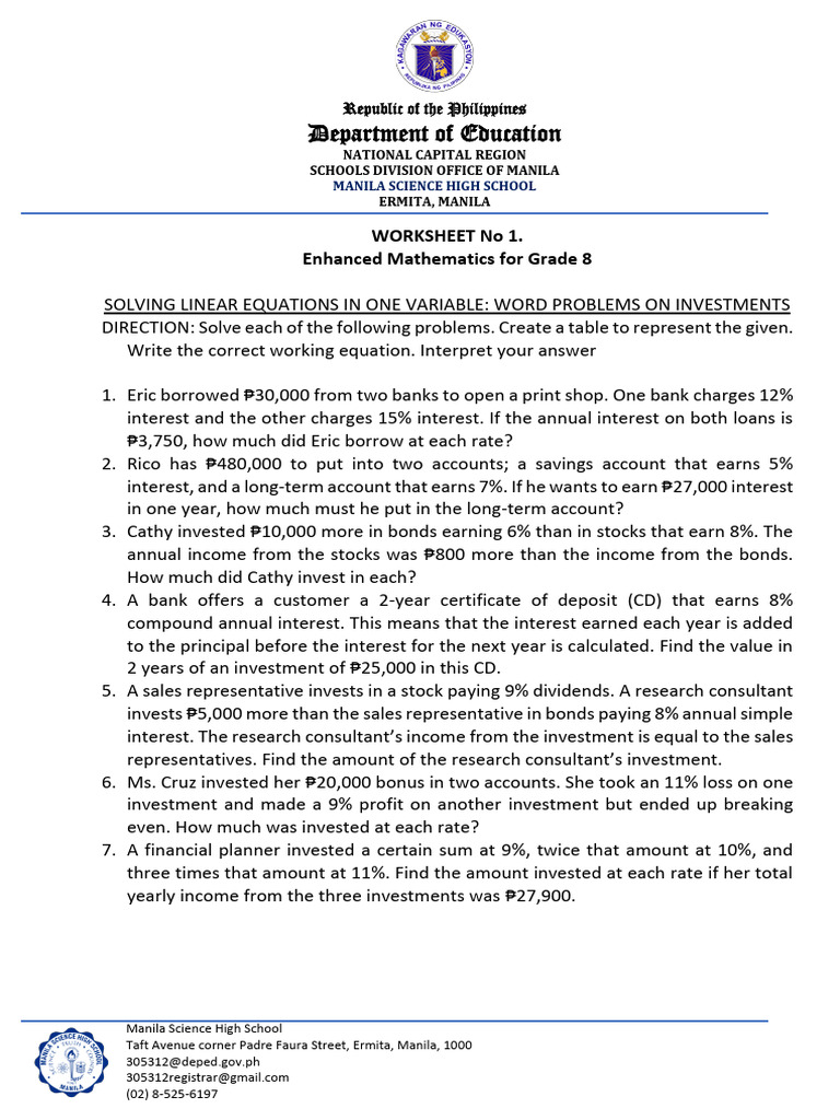 QTR 1 - Worksheet No 1 | PDF