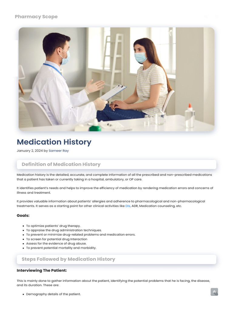 Medication History - Steps and Medication History Interview | PDF