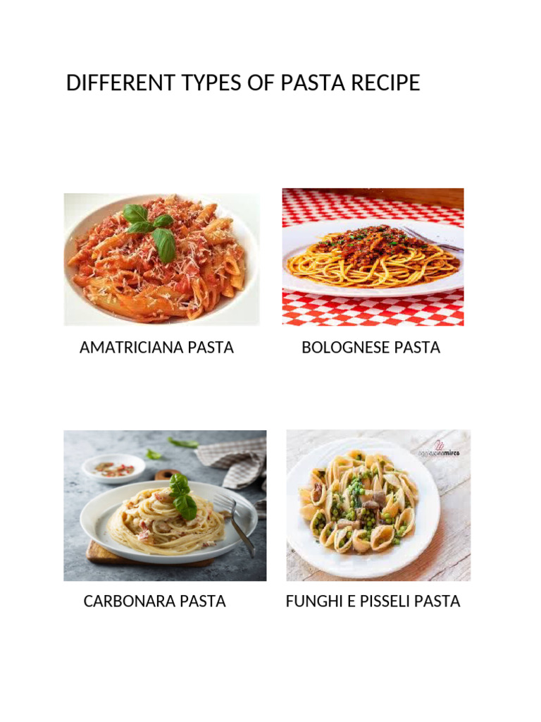 Different Types of Pasta Recipe | PDF