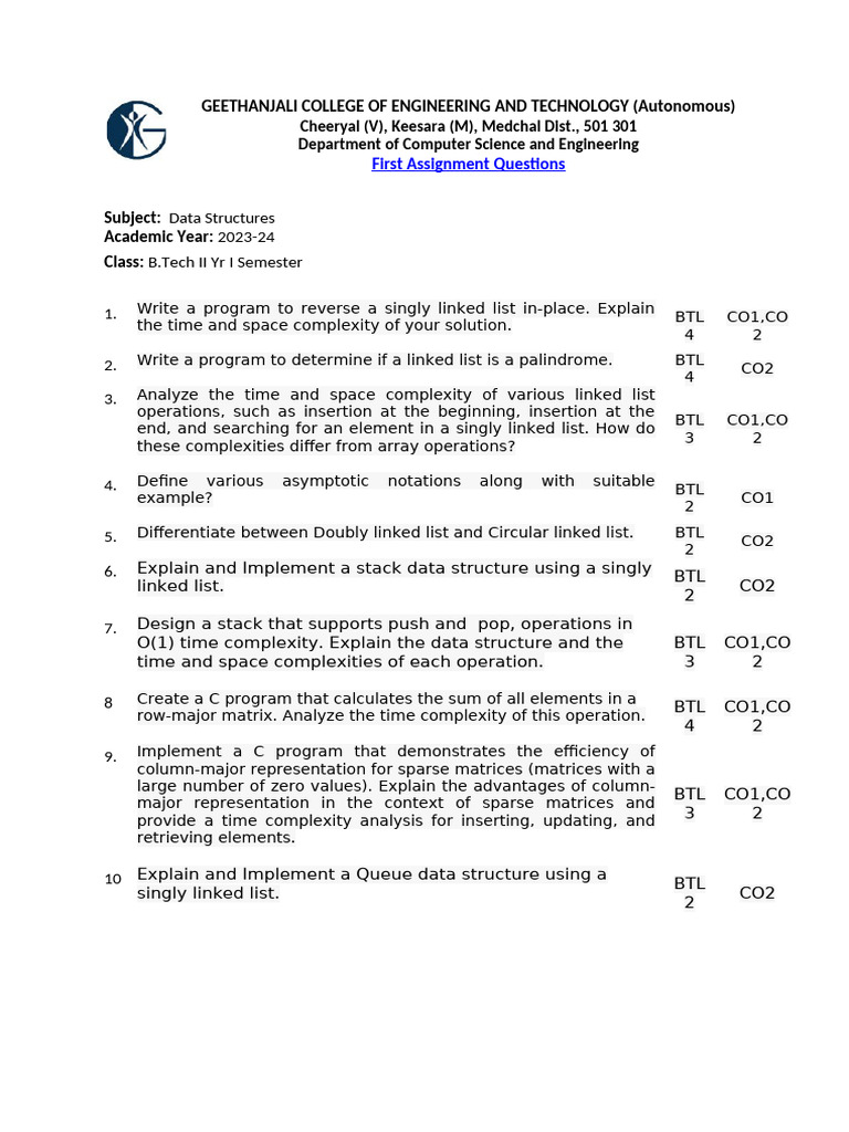 DS Assignment Questions | PDF