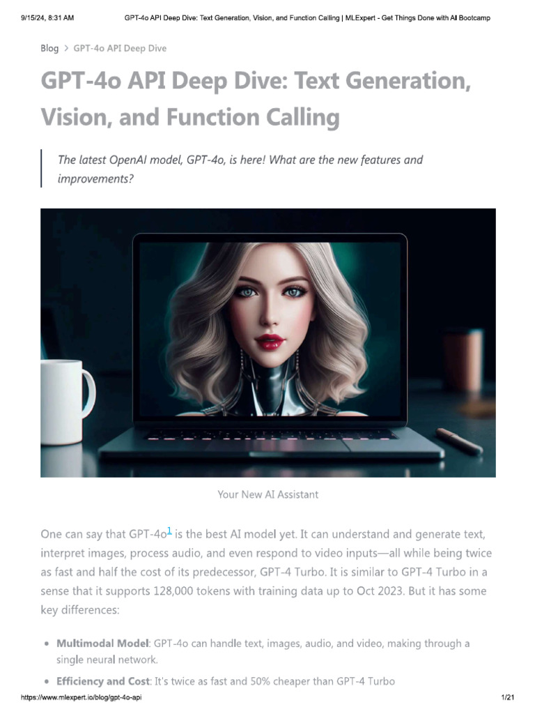 GPT-4o API Deep Dive Text Generation Vision and Function Calling | PDF