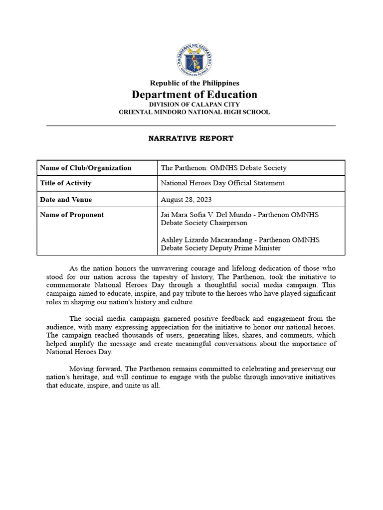 Narrative Reports compilation | PDF