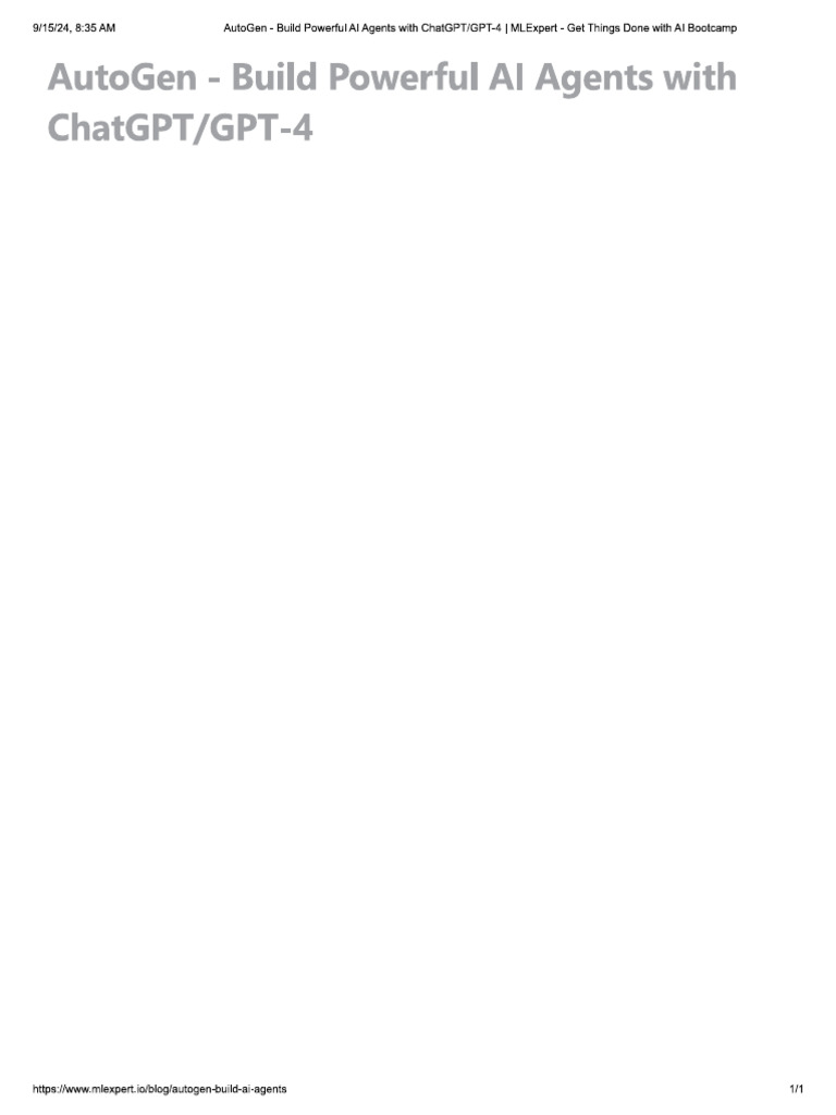 AutoGen - Build Powerful AI Agents With ChatGPT GPT-4 | PDF