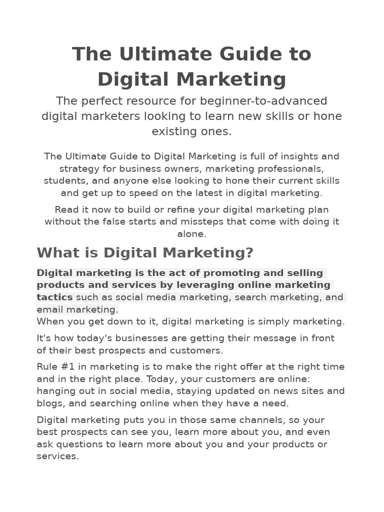 The Ultimate Guide To Digital Marketing - Introduction | PDF
