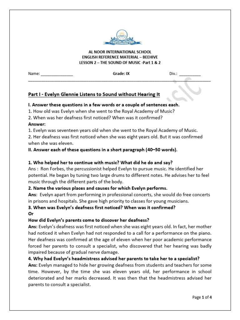 The Sound of Music Part 1 & Part 2 - Refernce Material | PDF