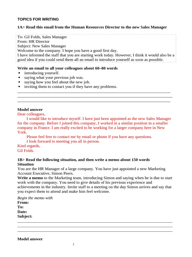 TOPICS For WRITING TM1 | PDF