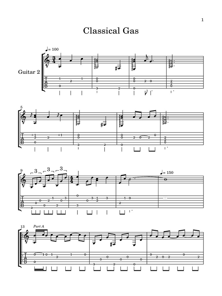 Classical Gas - Guitar 2 Part | PDF