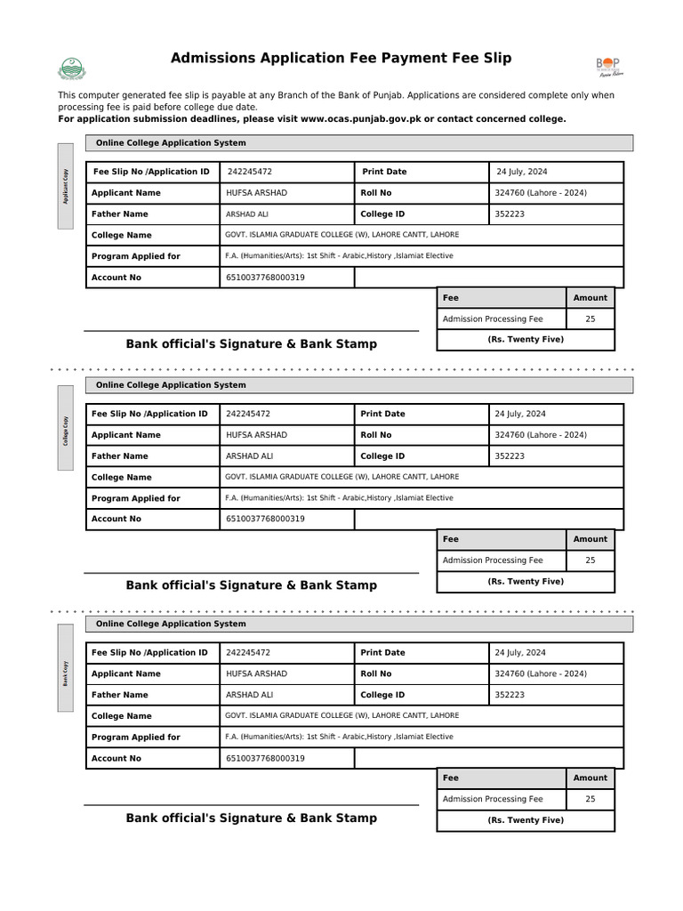 Application Fee Payment | PDF