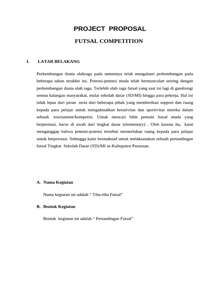 91.contoh Contoh Proposal Lomba Futsal Di Sekolah File | PDF