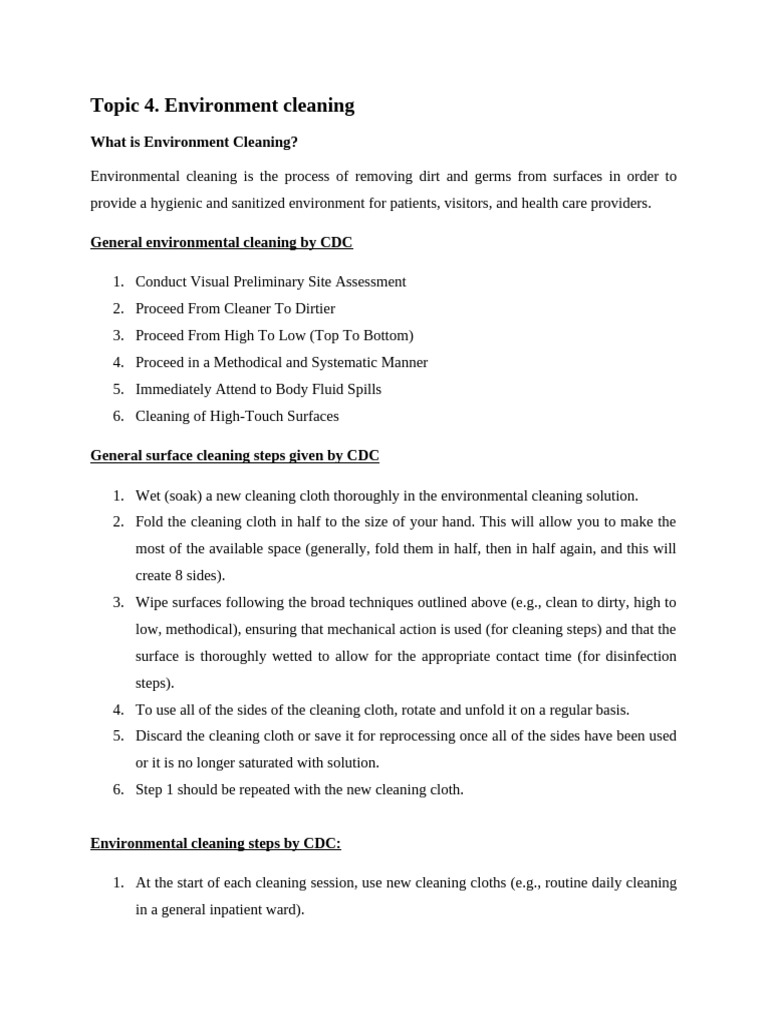 Environment Cleaning | PDF