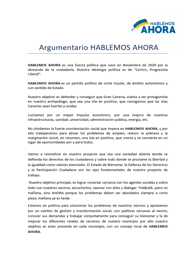 Argumentario HABLEMOS AHORA | PDF