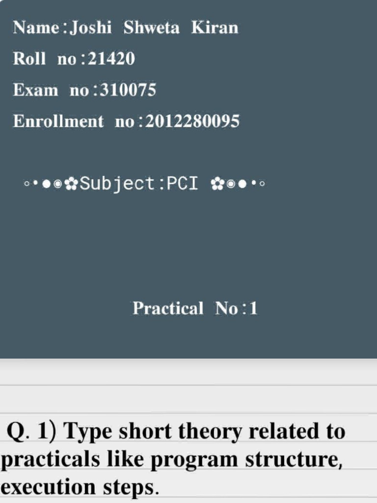 PCI Practical 1 Roll No. 21420 | PDF