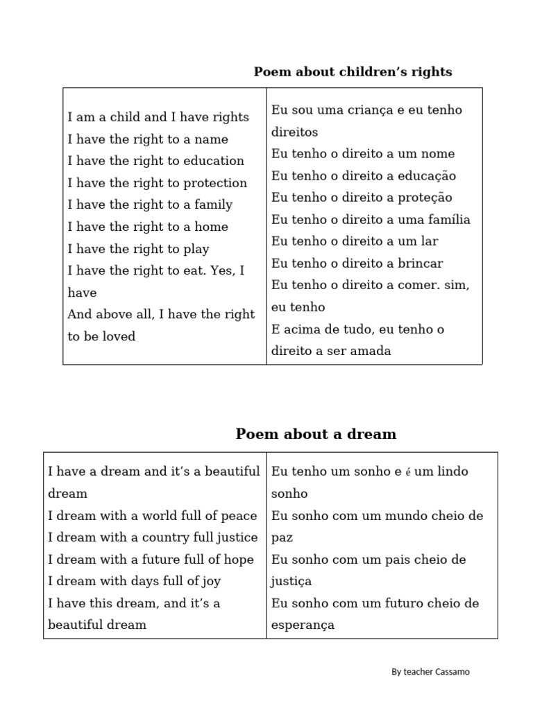 Poem About Children Rights | PDF