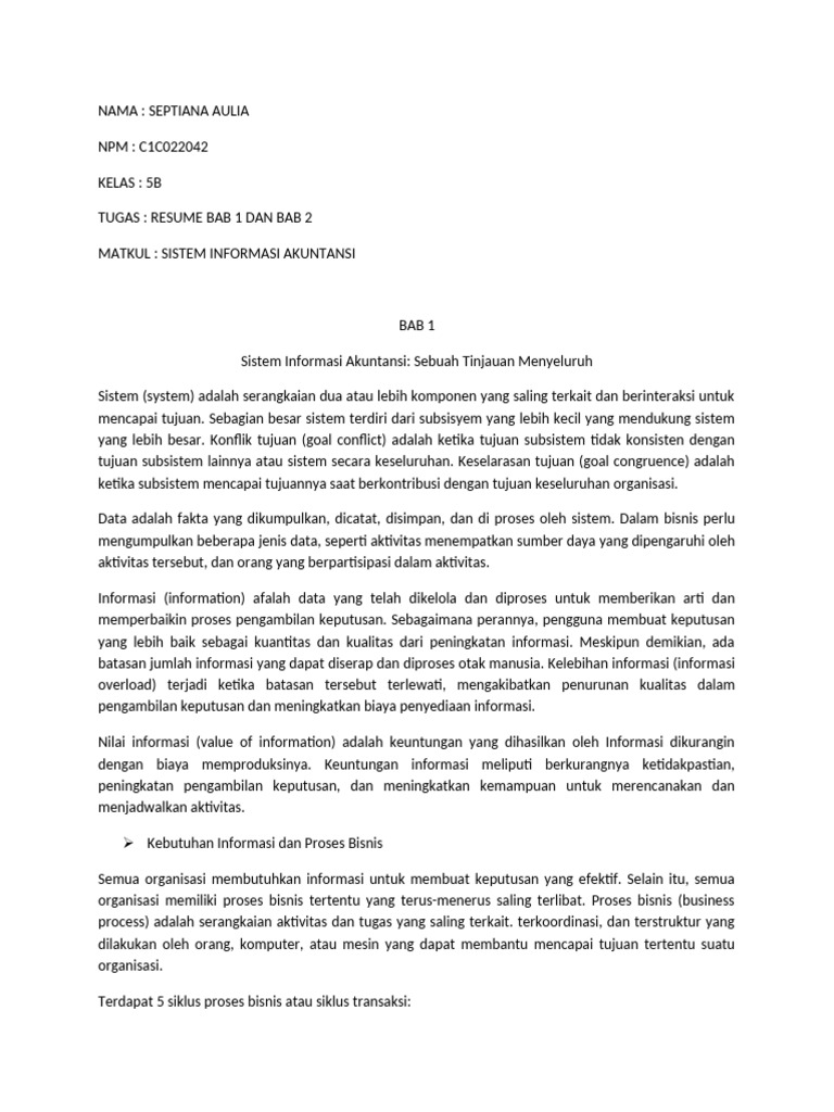 Resume Bab 1 - Septiana Aulia | PDF