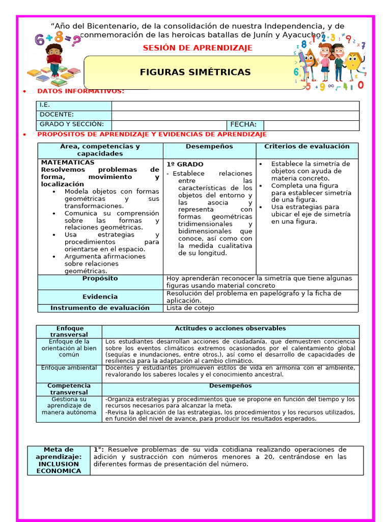 1º U5 s3 Sesion d4 Mat Figuras Simetricas | PDF