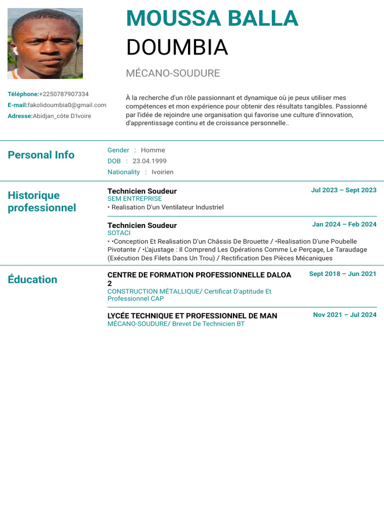 Moussa Balla Resume 865 | PDF