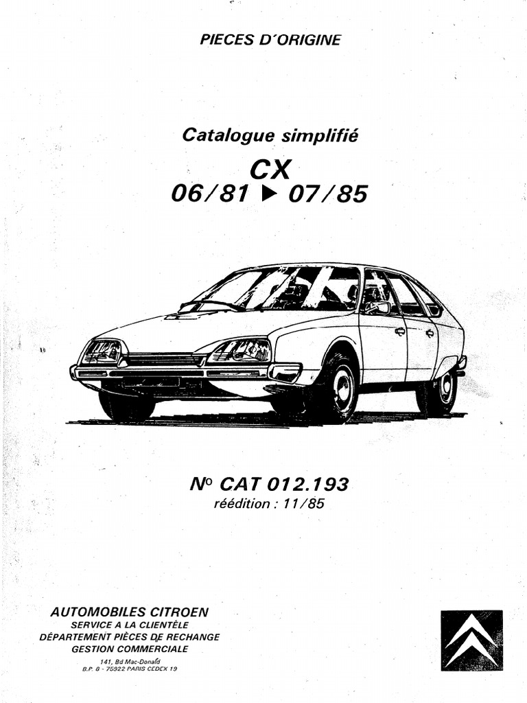 Citroen CX Parts Catalogue 1981-1985 | PDF