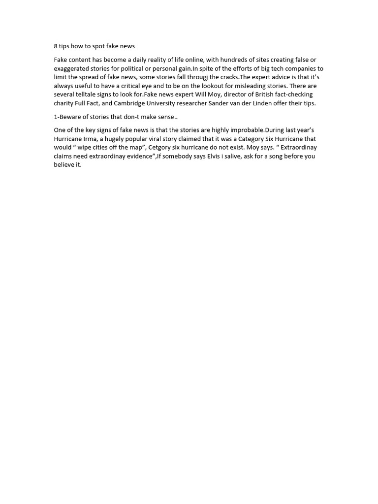 8 tips how to spot fake news | PDF 8 tips how to spot fake news | PDF