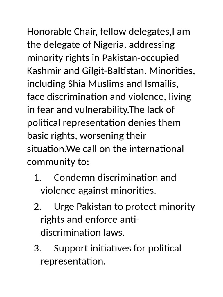 UNHRC Mod Cauc Topic Speech 4 | PDF