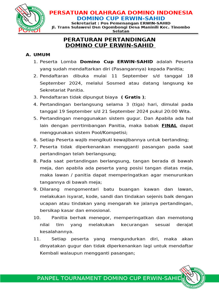 PERATURAN-PERTANDINGAN | PDF