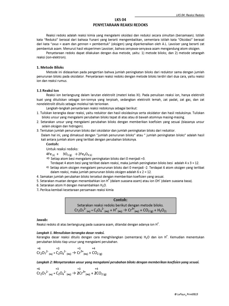 Lks 4 Reaksi Redoks | PDF