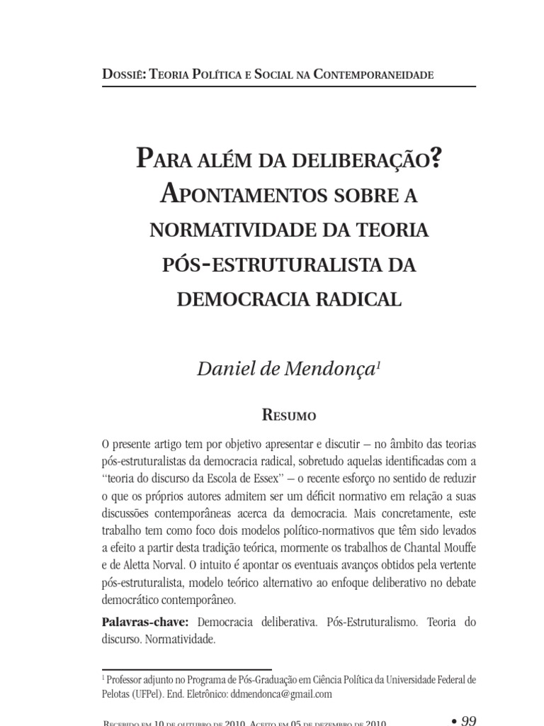 Normatividade na Democracia Radical | PDF | Democracia | Ideologias ...