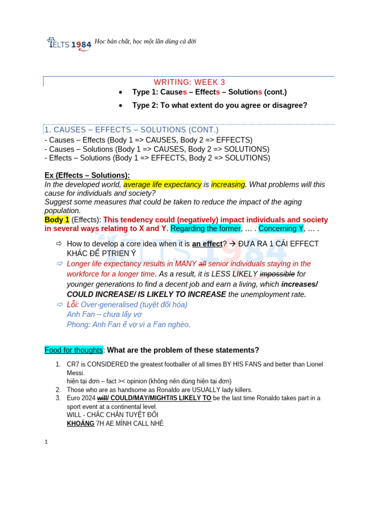 Writing Week 3 - Note | PDF