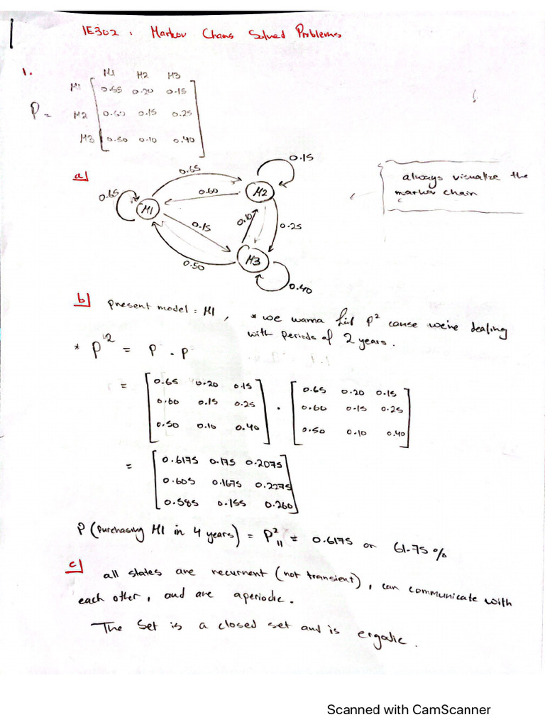 Markov Chains - Solved Problems | PDF