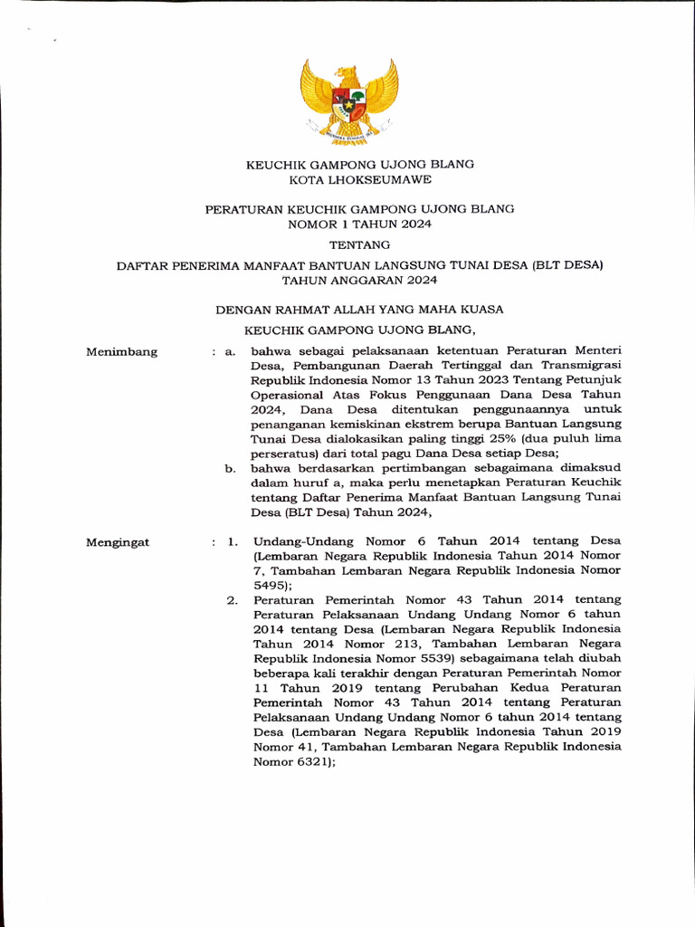 Perkades BLT Ujong Blang 2024 | PDF