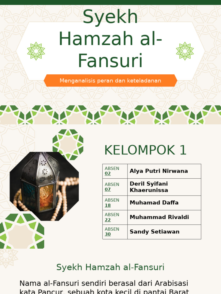 PAI XI H Kel 1 BACKUP (Hamzah Al-Fansuri) | PDF
